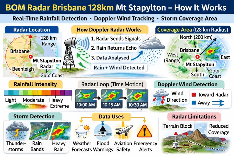 BOM Radar Brisbane 128km Mt Stapylton Queensland’s Weather Eye - Spoonyo